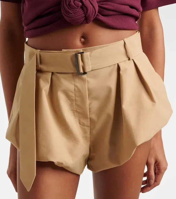 Magda Butrym High-rise Cotton-blend Shorts - Beige