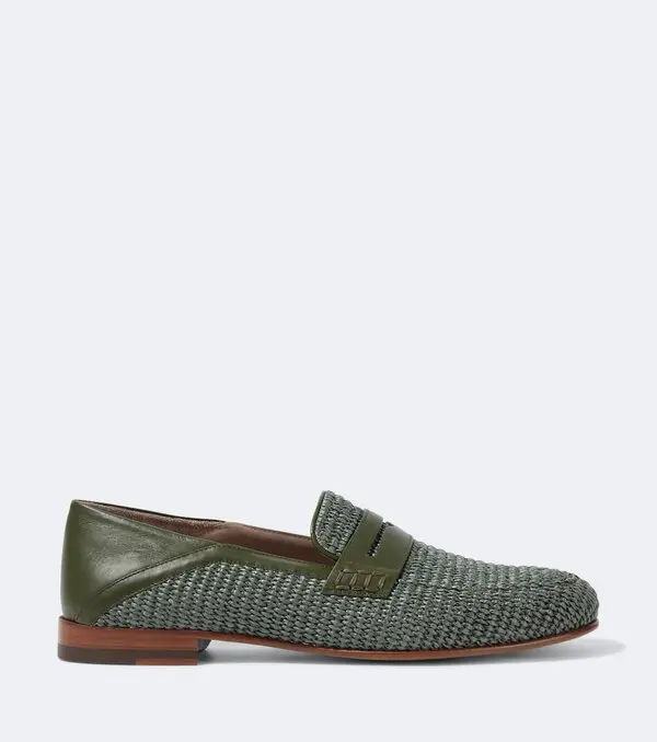 Manolo Blahnik Padstow Raffia Loafers - Green