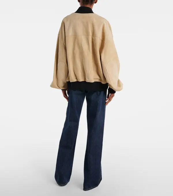Khaite Spence Suede Bomber Jacket - Beige