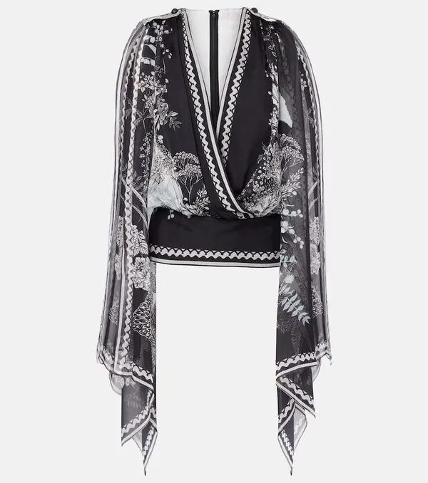 Elie Saab Printed Silk Chiffon Blouse