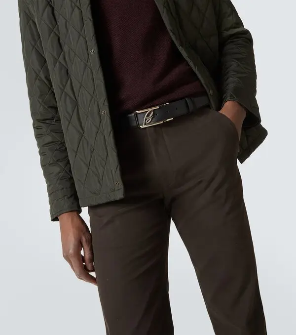 Brioni Logo Leather Belt - Black
