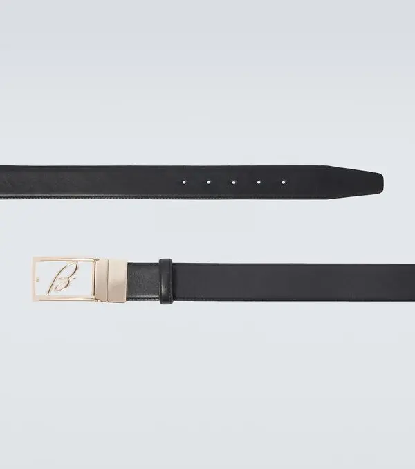 Brioni Logo Leather Belt - Black