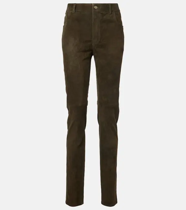 Chloé Suede Slim Pants - Brown