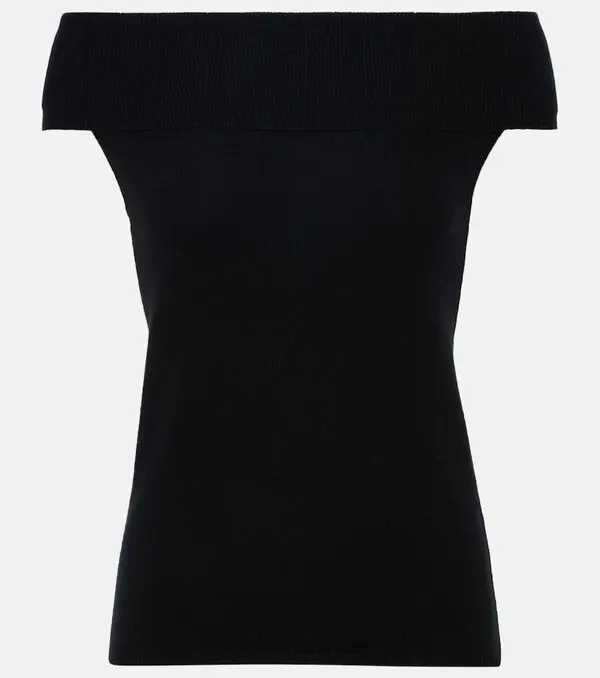 Jardin Des Orangers Wool And Cashmere Off-the-shoulder Sweater - Black