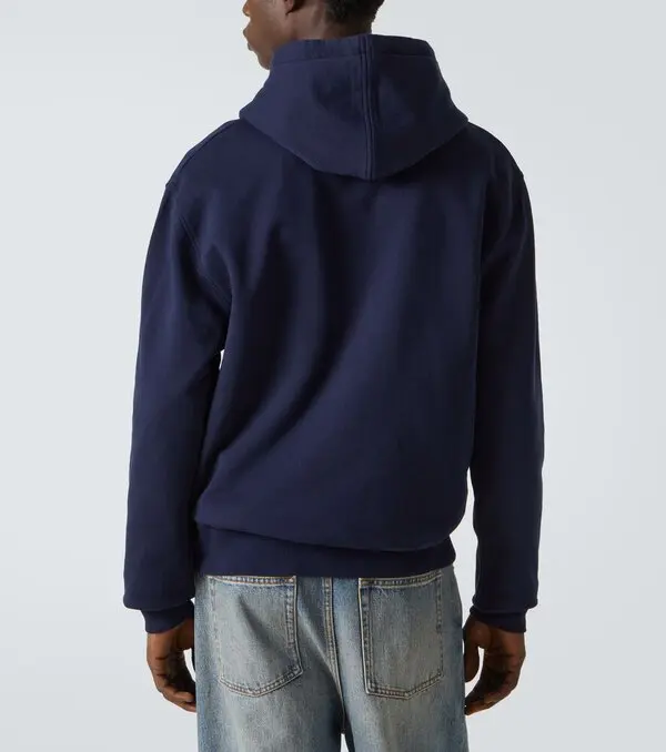 AMI Paris De Cœur Cotton Fleece Hoodie - Blue