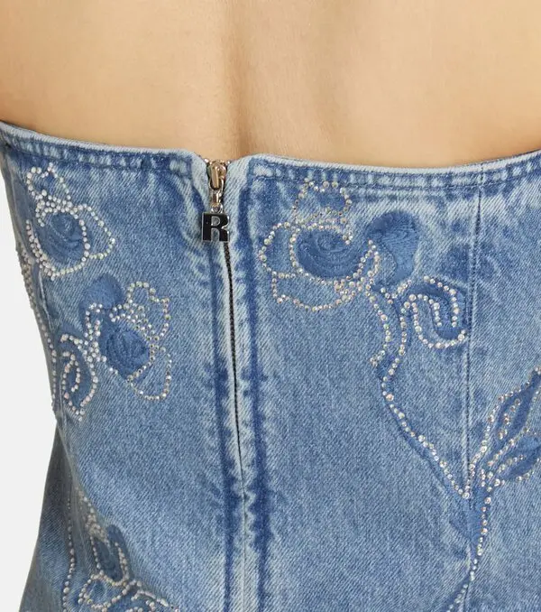 ROTATE BY BIRGER CHRISTENSEN Rhinestone Denim Top