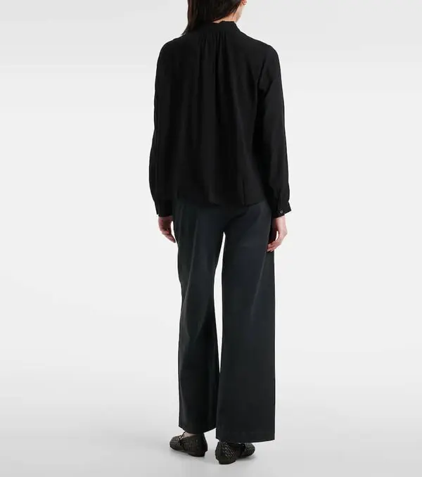 Velvet By Graham & Spencer Gabrielle Draped Rayon Challis Blouse - Black