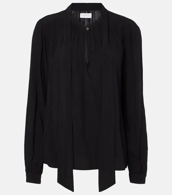 Velvet By Graham & Spencer Gabrielle Draped Rayon Challis Blouse - Black