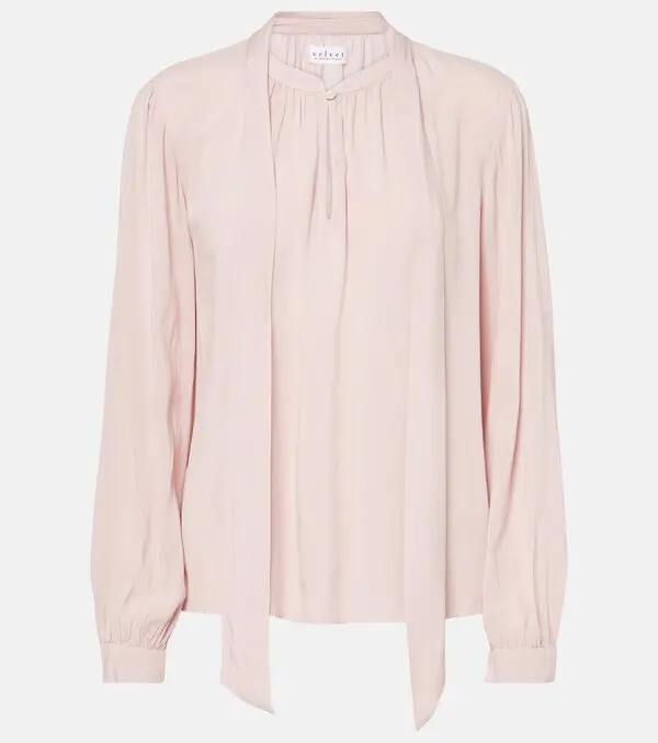 Velvet By Graham & Spencer Gabrielle Draped Rayon Challis Blouse - Pink