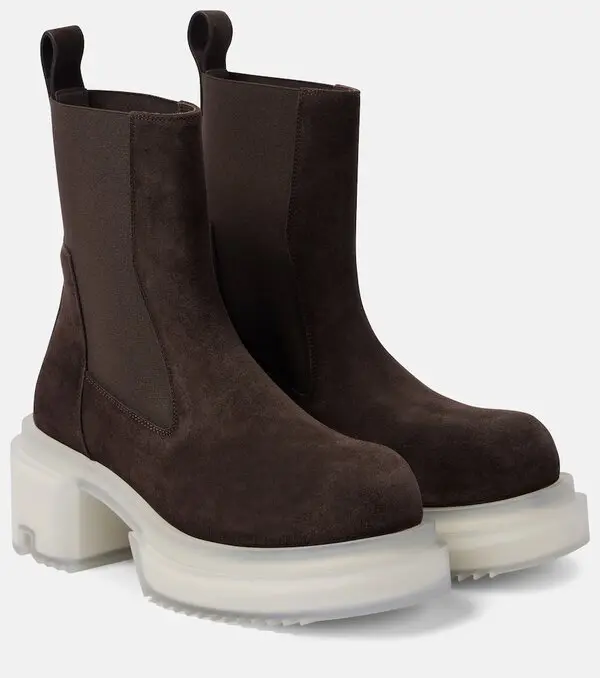 Rick Owens Beatle Suede Ankle Boots - Brown