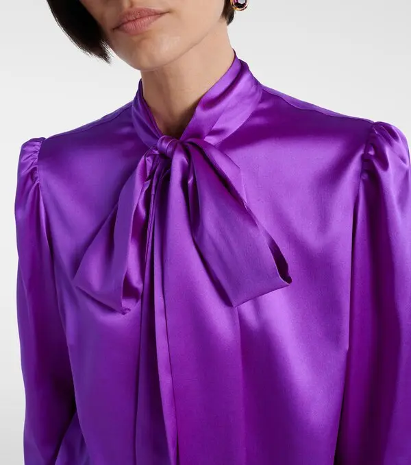 Dolce & Gabbana Silk-blend Satin Blouse - Purple