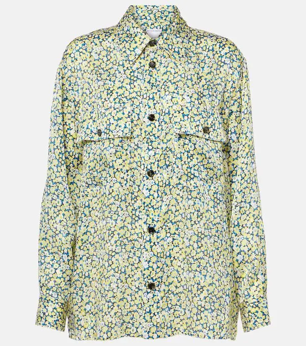 Bottega Veneta Daisy Floral Silk Charmeuse Shirt - Multicoloured