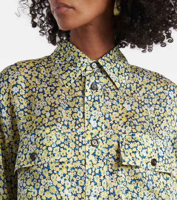 Bottega Veneta Daisy Floral Silk Charmeuse Shirt - Multicoloured