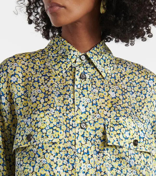 Bottega Veneta Daisy Floral Silk Charmeuse Shirt - Multicoloured