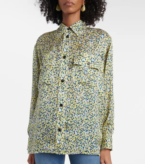 Bottega Veneta Daisy Floral Silk Charmeuse Shirt - Multicoloured