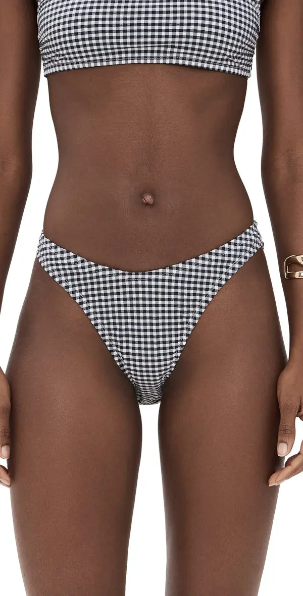 Good American Gingham Good 90s Bottoms - Black Gingham