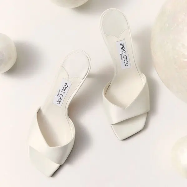 JIMMY CHOO Skye 70 Ivory Satin Sandals - Neutral
