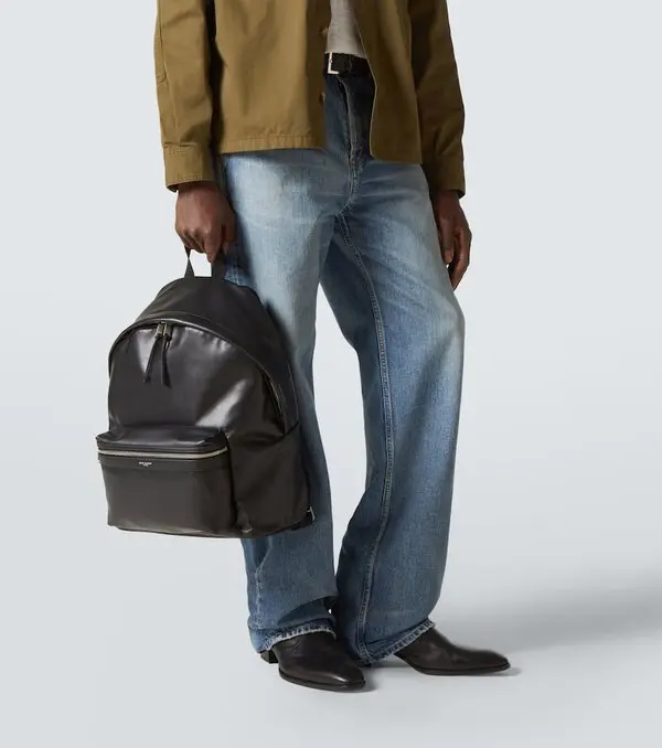 Saint Laurent City Leather Backpack - Black