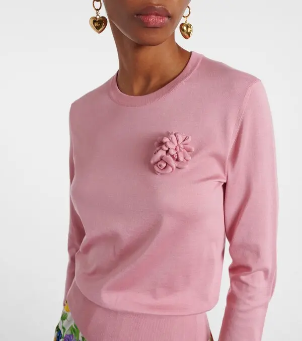 Dolce & Gabbana Floral-appliqué Silk Sweater