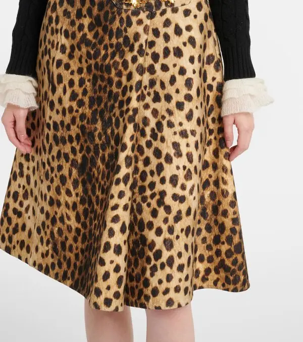 Valentino Garavani Leopard-print Wool Midi Skirt