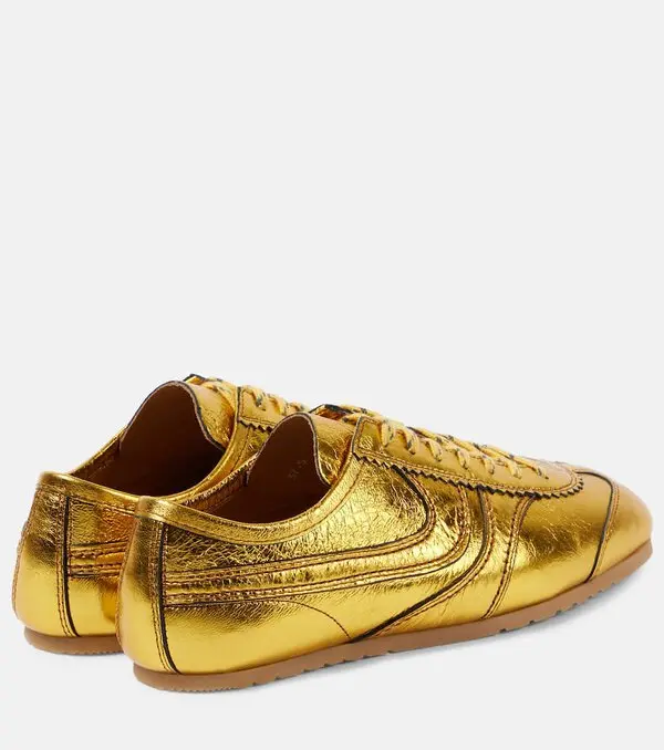 Dries Van Noten Metallic Leather Sneakers - Gold