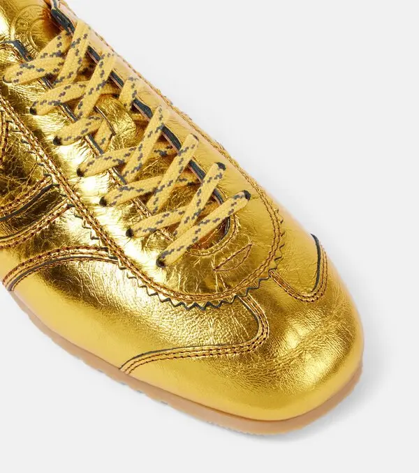 Dries Van Noten Metallic Leather Sneakers - Gold