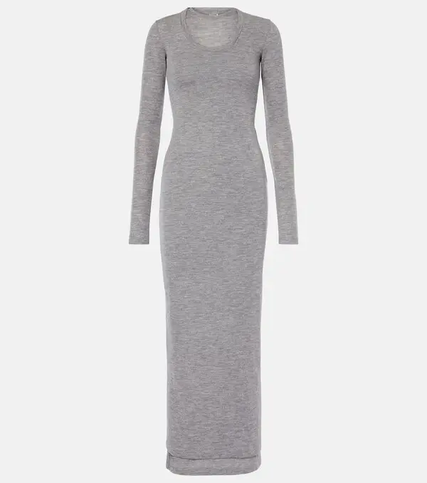 JIL SANDER Virgin Wool Midi Dress - Grey