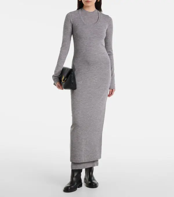 JIL SANDER Virgin Wool Midi Dress - Grey