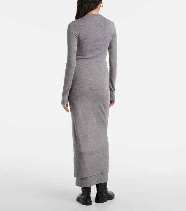 JIL SANDER Virgin Wool Midi Dress - Grey