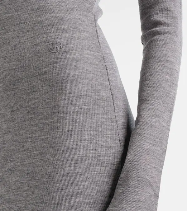 JIL SANDER Virgin Wool Midi Dress - Grey