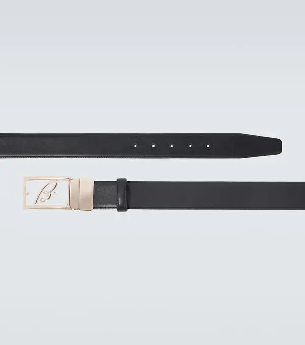 Brioni Logo Leather Belt - Black