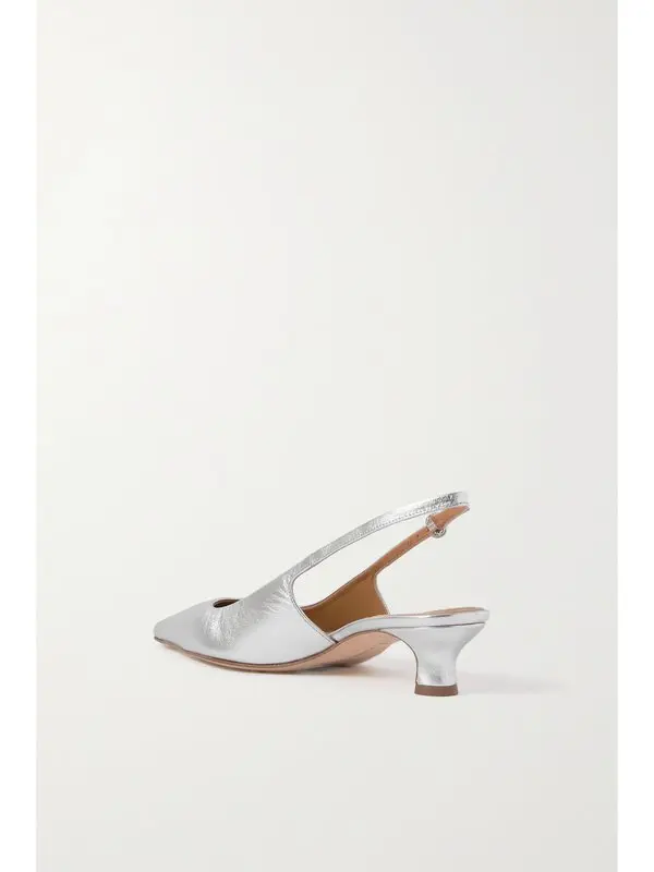 AeydĒ Catrina Metallic Leather Slingback Pumps - Silver