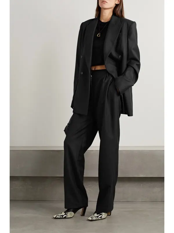 INTERIOR The Ren Pleated Wool-twill Pants