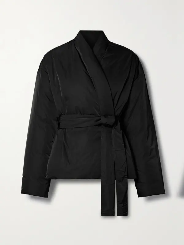 FERRAGAMO Belted Twill Down Wrap Jacket
