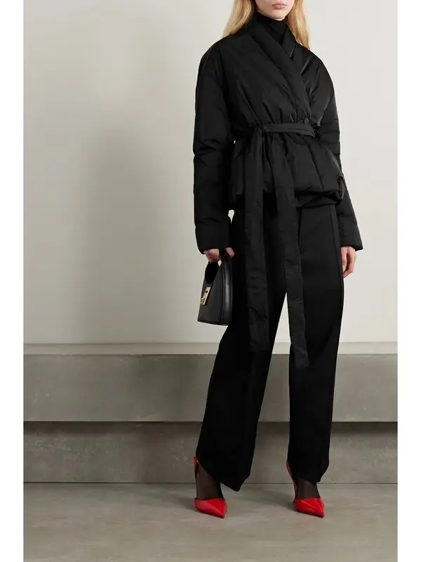 FERRAGAMO Belted Twill Down Wrap Jacket
