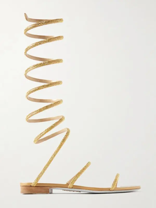Rene Caovilla Supercleo Crystal-embellished Sandals - Gold