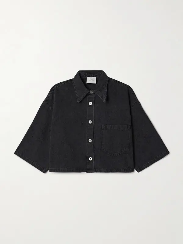 HALFBOY Cropped Distressed Denim Shirt