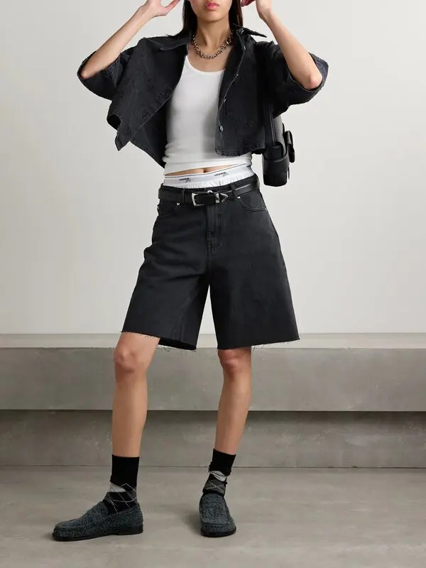 HALFBOY Cropped Distressed Denim Shirt