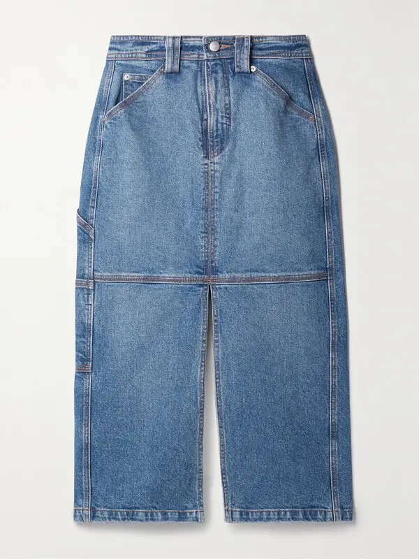 A.L.C. Alden Denim Midi Skirt - Blue