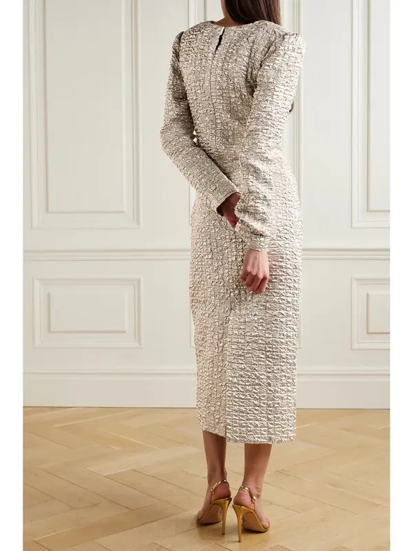 DIMA AYAD Metallic Popcorn Midi Dress