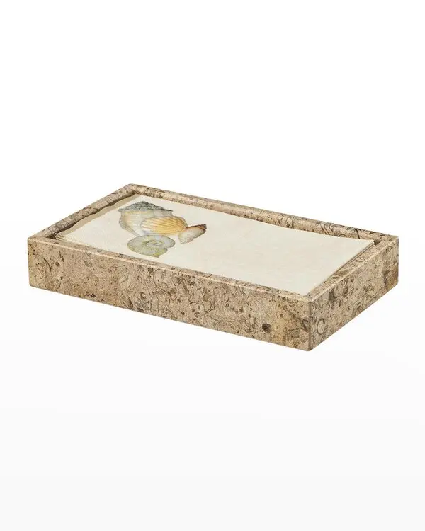 MARBLE CRAFTER Fossil Stone Polished Guest Towel Tray - Beige/ivory