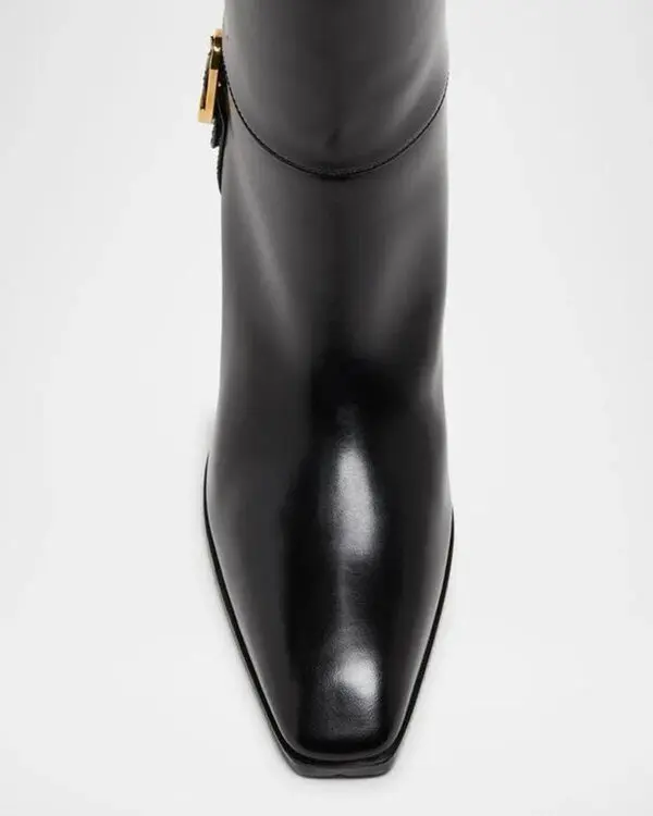 Saint Laurent Julia 75 Knee-high Leather Boots - Noir