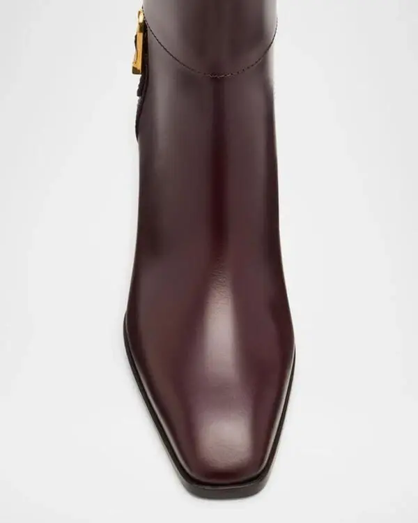 Saint Laurent Julia 75 Knee-high Leather Boots - Wine