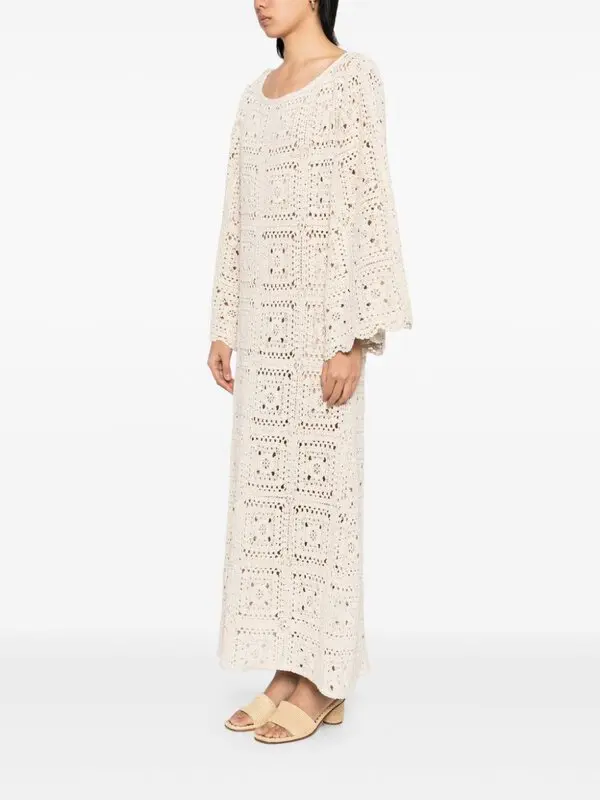 BAMBAH Metallic Crochet Kaftan Dress