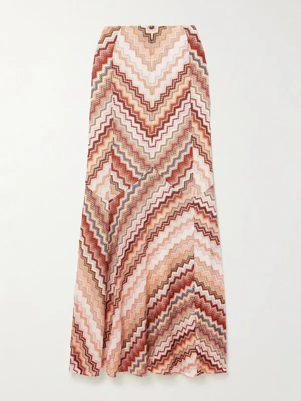 Missoni Striped Crochet-knit Maxi Skirt - Brown