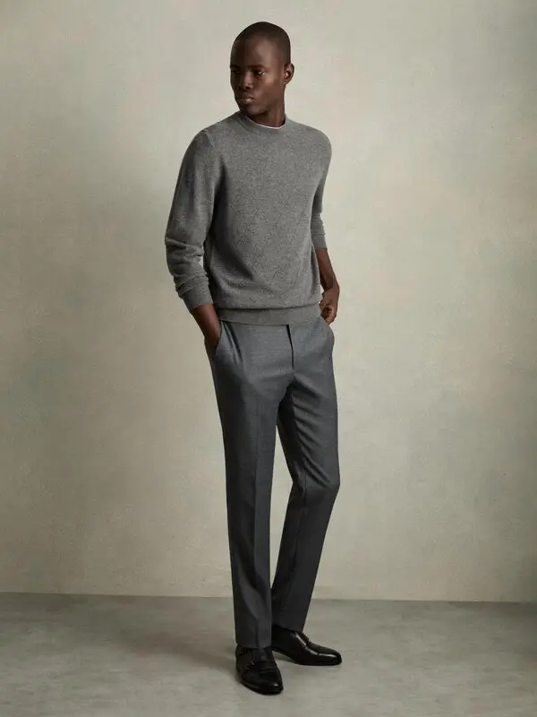REISS Vince Wool Argyle Crew-neck Jumper