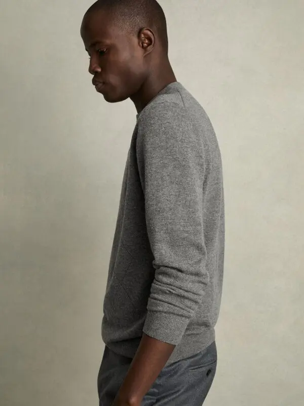 REISS Vince Wool Argyle Crew-neck Jumper
