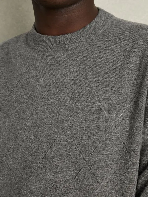 REISS Vince Wool Argyle Crew-neck Jumper