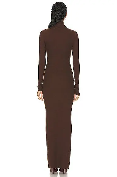 Eterne Long Sleeve Turtleneck Maxi Dress - Chocolate