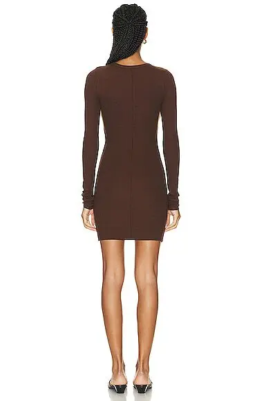 Eterne Long Sleeve Crewneck Mini Dress - Chocolate